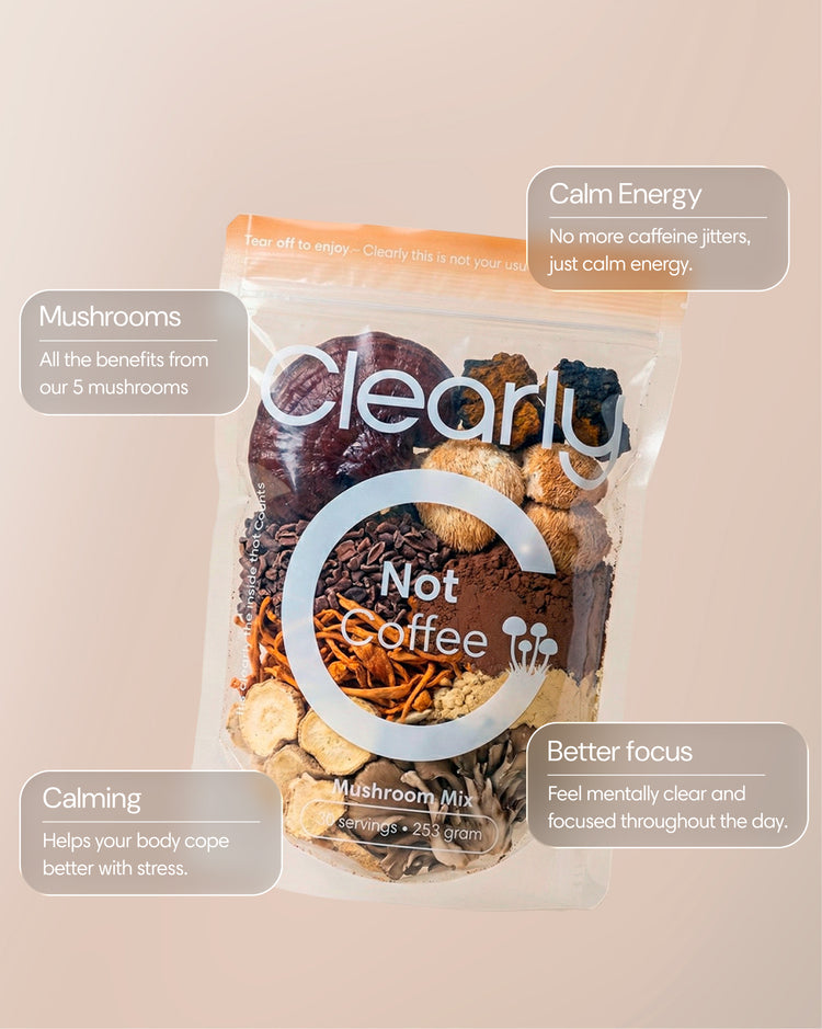 Clearly Not Coffee – Caffeine-Free Mushroom Coffee Alternative